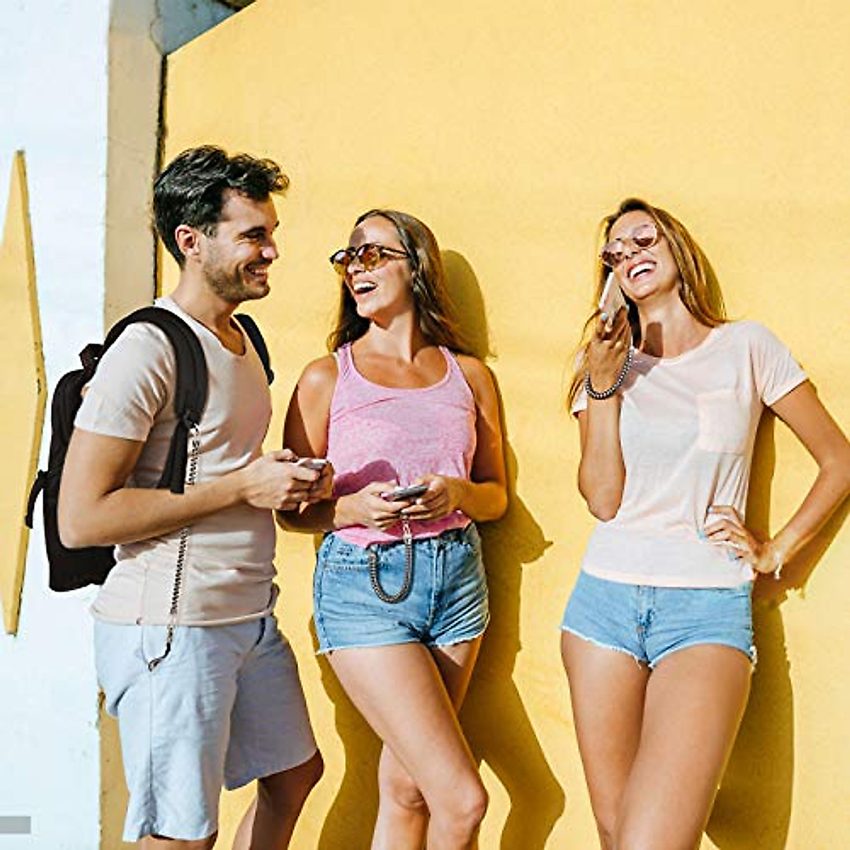 OUTXE Phone Lanyard Tether with 4 Patch- 2× Phone Tether, 4× Phone Patch with Adhesive, Compatible with Smartphone- Silver