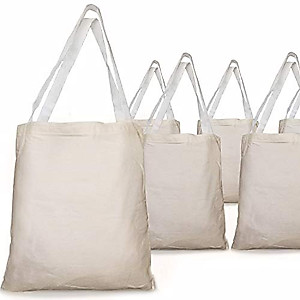 GIFTEXPRESS 12 Pack 12.75"H x 10.65" W Natural Color Canvas Tote Bag/ Canvas Craft Bags/ Canvas Grocery bags (12 Pack)