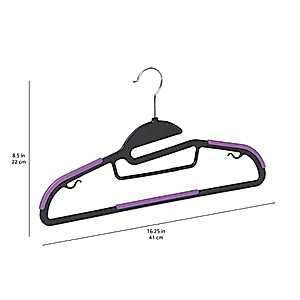 Amazon Basics Rubber Coated Plastic Hangers - Black/Purple, Pack of 50
