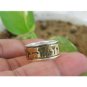 Personalized Silver Ring* solid Sterling Silver* Mushroom spinner Ring* Wedding Band* Forest Jewelry* Engraved Ring* Stocking Stuffer* anxiety ring* (7)