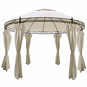 Round Gazebo with Curtains,Outdoor Gazebo, Backyard Gazebo,Garden Gazebo,Beach Gazebo,Wedding Party Tent,for Barbeque,Patio,Deck,Garden Party,Markets,Outdoor Events,BBQ,11' 5'' x 8' 9''
