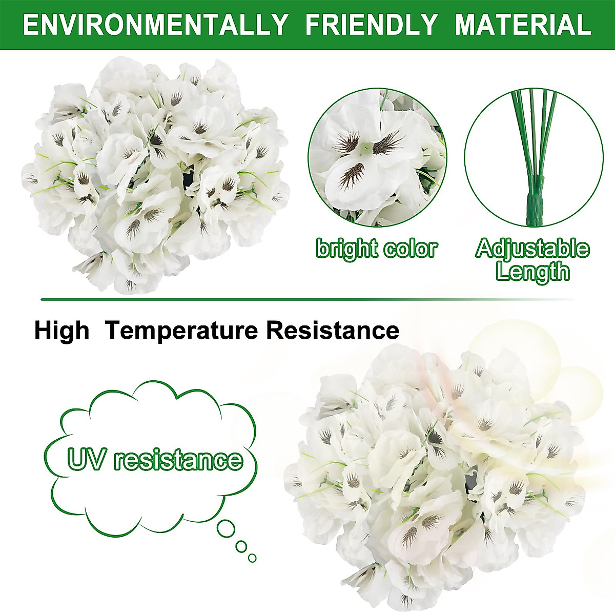 Aufind 12 Bundles Artificial Flowers, Outdoor Indoor UV Resistant Fake Flowers No Fade Faux Plastic Greenery Shrubs Garden Porch Window Box Decorating
