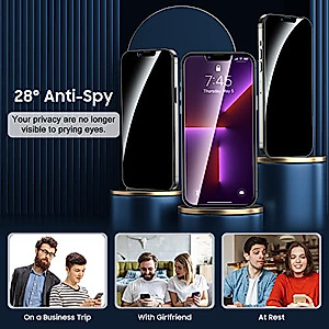 UniqueMe Compatible with iPhone 13 Pro Max Privacy Screen Protector, Tempered Glass and Camera lens Protector, Anti Spy [Easy Installation Frame] Bubble Free Case Friendly 2+2 Pack