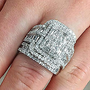 ChenFeng White CZ Engagement Ring Wedding Band Bridal Set Fine Jewelry 8