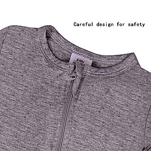 GUISBY Baby Boy Rayon Pajamas 2 Way Zip Front, Sleep and Play Footies Long Sleeve Grey Pjs Jumpsuit Black-Grey-0-3