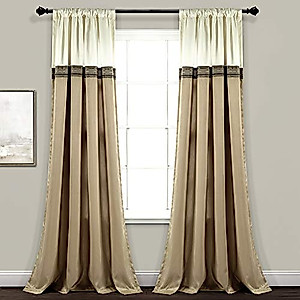 Lush Decor Terra Window Curtain Panel Pair, 84" L x 54" W, Beige & Ivory