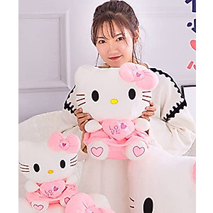 SecretCastle Plush Cat Toys Baby Girls Dolls 30 cm,Kitten Stuffed Animals Cat Fluffy Hugging Pillow with Love Heart Great Gift for Kids, Friends and Family (Pink)