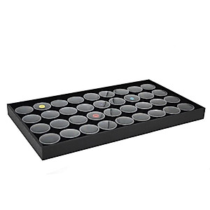 Black Foam with 36 Acrylic Gem Jar Holders Tray Liner