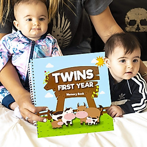 Great Newborn Twins by Unconditional Rosie | A Beautiful Baby Memory Book for Documenting their First Year | Gorgeous and Perfect Baby Twin Gifts - Cows Edition | Twins Baby Items that You'll Love