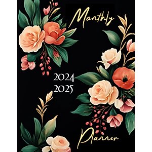 2024-2025 Monthly Planner: Achieve Your Goals with Our Clear and Easy-to-Read Large Floral Two 2 Year Agenda Organizer