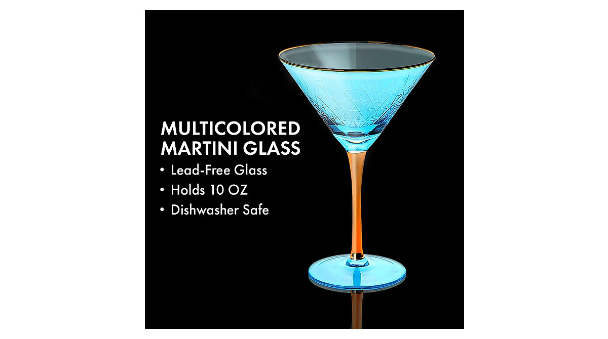 Luxury Multi-Color Crystal Martini Glasses Set of 4