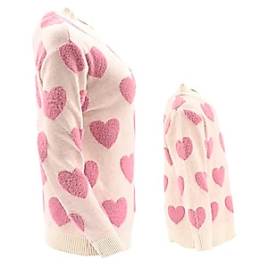 Unique Baby Womens Mommy and Me Valentines Crewneck Knit Sweater (Lrg, Grey)