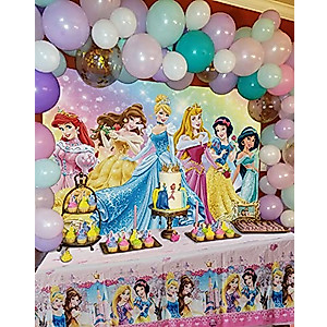 GCH Colorful Princess Backdrop Baby Shower Backdrop Birthday Photography Background Princess Birthday Party Supplies Table Decoration Banner Customized Backdrops (5x3ft)