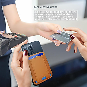 Rxuiael Stretchy Magsafe Wallet for iPhone 12 & 13 & 14 & 15 Series Magnetic Wallet Card Holder Apple Wallet for Women Men,Fit 6 Cards (Yellow)