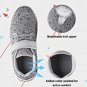 TOEDNNQI Boys Girls Sneakers Kids Lightweight Breathable Strap Athletic Running Shoes for Toddler/Little Kid/Big Kid 179-Grey/White Size 8