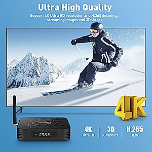 X6 PRO Android TV Box 10.0, Android TV Box 4GB RAM 64GB ROM, H616 Quad-Core 64bits 100M LAN Dual-WiFi 2.4G/5G Android Box with 6K/AV1/3D/USB 3.0/BT 4.2 with Wireless Keyboard