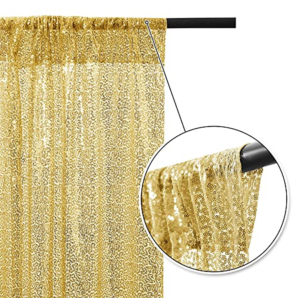 BEDDEB Gold Sequin Backdrop Curtain, 2PCS 2FTx8FT Glitter Backdrop Curtain for Christmas, Birthday, Wedding, Party Decoration
