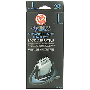 Hoover Platinum Collection Canister Vacuum Cleaner Type I HEPA Bag (2-Pack), 2 Count, AH10005