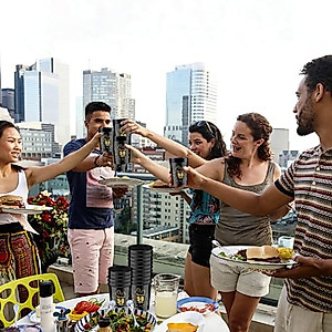 Mototo 30 Pieces 50th Small Birthday Cups 8 oz Cheer to 50 Years Plastic Cups Plastic Birthday Stadium Cups Black and Gold Plastic Cups for Birthday Party Favors Anniversary Wedding Party Supplies