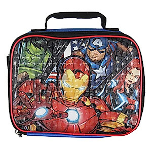 Marvel Avengers 5 Pc Kids Backpack Set Lunch Box Key Chain Pencil Case Carabiner For Travel School