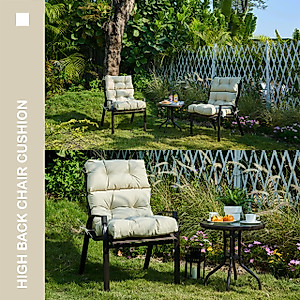 YOOZEKU Outdoor/Indoor High Back Chair Cushion,Waterproof All-Weather Stuffed High Rebound Foam Adirondack Chair Cushion,Seat/Back Chair Cushion for Outdoor Furniture,Beige