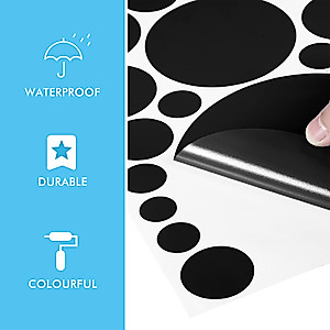 Zonon 264 Pieces Polka Dots Sticker Circle Wall Decal for Bedroom, Playroom Decor Removable Vinyl Stickers Dots Wall Decals(Black)
