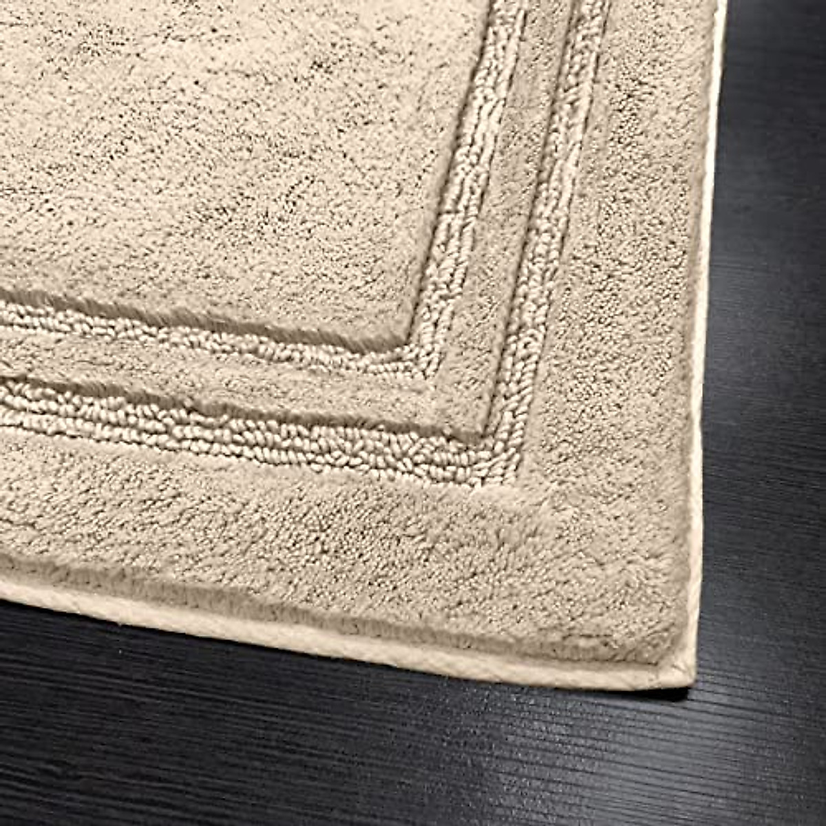 SUPERIOR Non-Slip Cotton 2 Piece Bath Rug Set with Spray Latex Backing, 20" x 30", 24" x 36", Stone