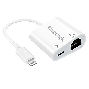 Lightning to Ethernet Adapter with Charging for iPhone/iPad [Apple MFi Certified] 2 in 1 RJ45 Ethernet High Speed iPhone LAN Network Adapter Support 100 Mbps Ethernet Network