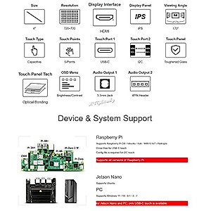 XYGStudy 4inch HDMI Capacitive Touch IPS LCD Display (C) Screen Resolution 720×720 Compatible with All Versions of Raspberry Pi 4 3 Jetson Nano AI PC Windows 11/10 / 8.1/8 / 7