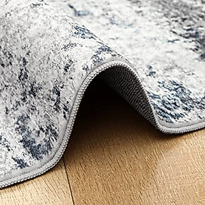 Oriannal Area Rugs for Living Room: 5x7 Indoor Abstract Soft Fluffy Rugs Shaggy Large Rugs for Bedroom Dining Room Home Office Nursery Decor Under Dining Table Washable- Blue/Gray
