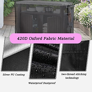 Andacar Prep Table Cover for Cuisinart CPT-200 Outdoor BBQ Prep Cart, 50inch BBQ Cart Cover Waterproof Tool Box Grill Table Cover - 52 x 22 x 36 Inch