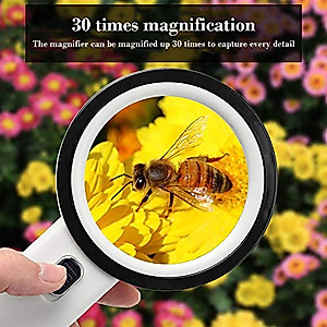 Ocim Magnifying Glass with Light,30X Lighted Magnifying Glass for Reading