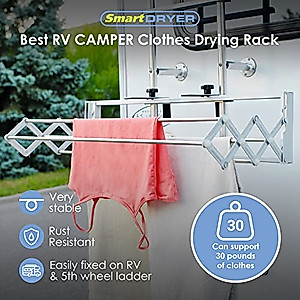 The Original Smartdryer RV Ladder Clothes Drying Rack, Outdoor Clothes Drying Rack, Wall Mounted Drying Racks for Laundry - Compact Version - 31 Inch