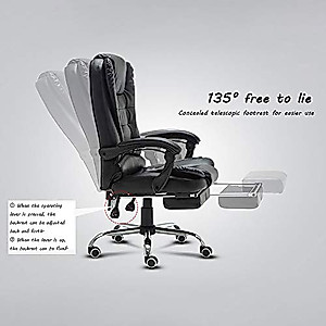 Swivel Chair Office Chair, Ergonomics Reclining Boss Seat Lifting Rotation Executive Chair with Footrest Leather Computer Chair Rated Load Capacity: 660lbs