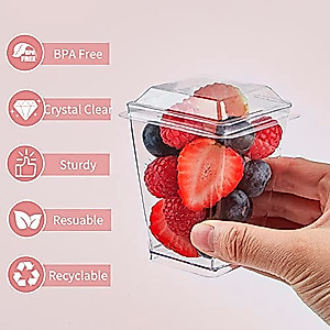 Zezzxu 50 Pack 5 oz Dessert Cups with Lids and Spoons, Plastic Parfait Cups with Lids Clear Mini Dessert Cups with Spoons for Party Appetizers Yogurt Fruit Trifle Mousse Pudding