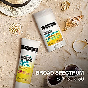 Neutrogena Purescreen+ Mineral Beach Defense Active Performance Body Lotion Sunscreen with Broad Spectrum SPF 30, Quick Drying and Water-Resistant 80 Minutes UVA/UVB Protection, 3.0 fl. oz