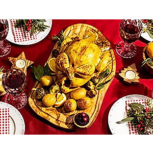 SOLTAKO Olive Wood Cutting Steak Board, Large Cheese Board, Hand Made Serving Platter, Wooden Charcuterie Board, Rustic Chopping Board with Juice Groove