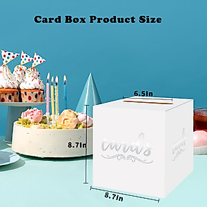 sunepany White Card Box Wedding Box for Cards Cardboard Card Box for Bridal or Baby Shower Birthday Party Graduation Funeral Silver Card Box with Slot Wedding Envelope Box