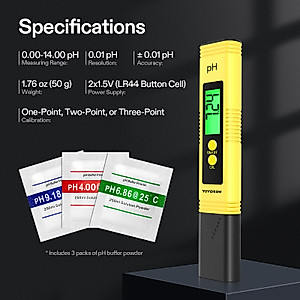 VIVOSUN Digital PH Meter for Water, 0.05ph High Accuracy Pen Type PH Tester for Hydroponics, Household Drinking, Pool and Aquarium