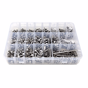 iexcell 825 Pcs M3/M4/M5 x 8/10/12/16/20 Stainless Steel 304 Hex Socket Head Cap Screws Bolts Nuts Washers Assortment Kit