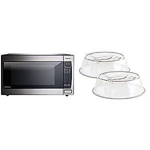 Panasonic Microwave Oven NN-SN966S Stainless Steel Countertop/Built-In with Inverter Technology and Genius Sensor, 2.2 Cubic Foot, 1250W & Nordic Ware Deluxe Microwave Cover, Clear
