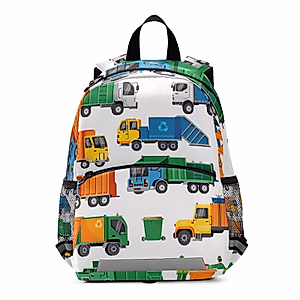 Garbage Truck Preschool Backpacks，Kid's Casual Travel Bookbag with Leash，Cute Toddler Backpacks for Boys and Girls