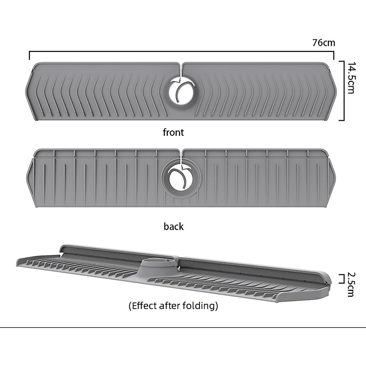 30 inch XXL long sink splash guard, sloped for water runoff, heavy duty adjustable fit splash guard, kitchen sink mat, faucet handle drip catcher, water counter protector, faucet draining mat
