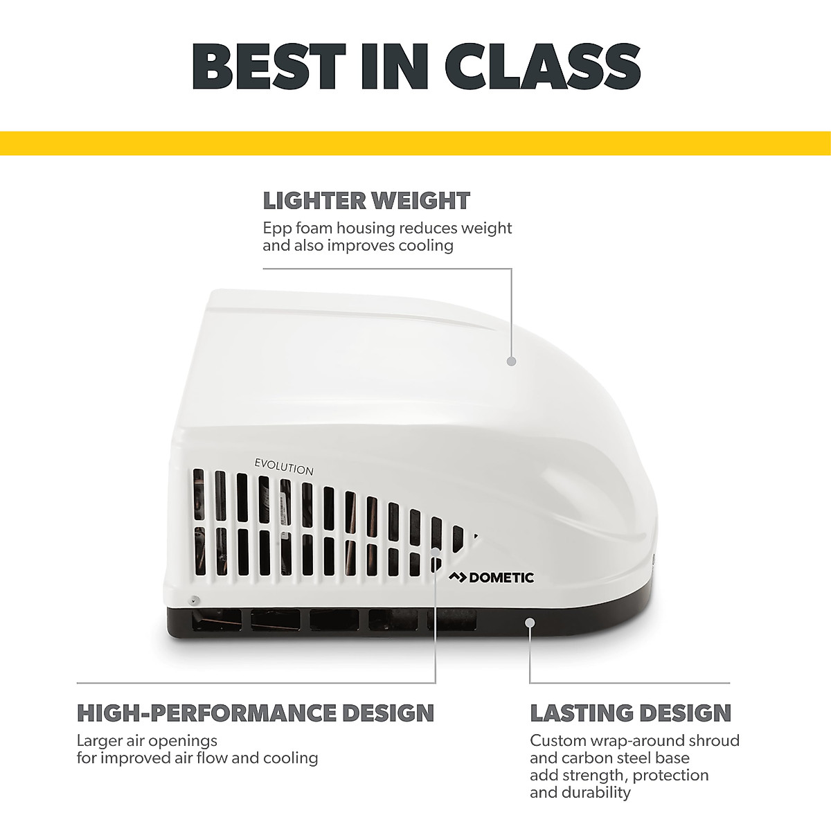 Dometic Brisk II | 13.5K BTU Air Conditioner | White | Standard Height | 9105304463 | Ducted or Non- Ducted | Quiet AC | Easy Install | Ideal For Campers, Vans, RV or Trailers | Lightweight