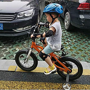 GEQID Kids Knee Pads and Elbow Pads Wrist Pad for Roller Skating Skate Protective Gear Rollerblade Bicycle Boys Youth 4-12 Years Old (Black)