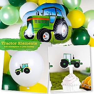 Paper Jazz Tractor Birthday Party Supplies Green Yellow Balloon Happy Birthday Decorations for Boys Farm Themed Party Supplies