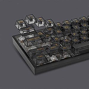 dagaladoo 140 Keys Black Clear Keycaps Full Set, Custom Cherry Profile Keyboard Keycaps, XVX Transparent PC Material Keycaps for 60% 65% 75% 100% Cherry Gateron Mx Switches Mechanical Keyboard