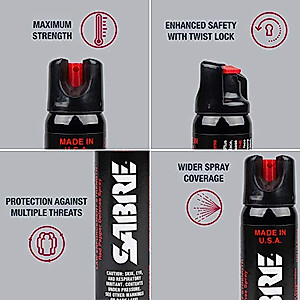 SABRE Magnum 120 3-In-1 Defense Spray, 35 Bursts, 12-Foot (4-Meter) Range, Triple Protection Formula Contains Pepper Spray, CS Military Gas and UV Marking Dye, Extra Large 92.4 Gram Canister