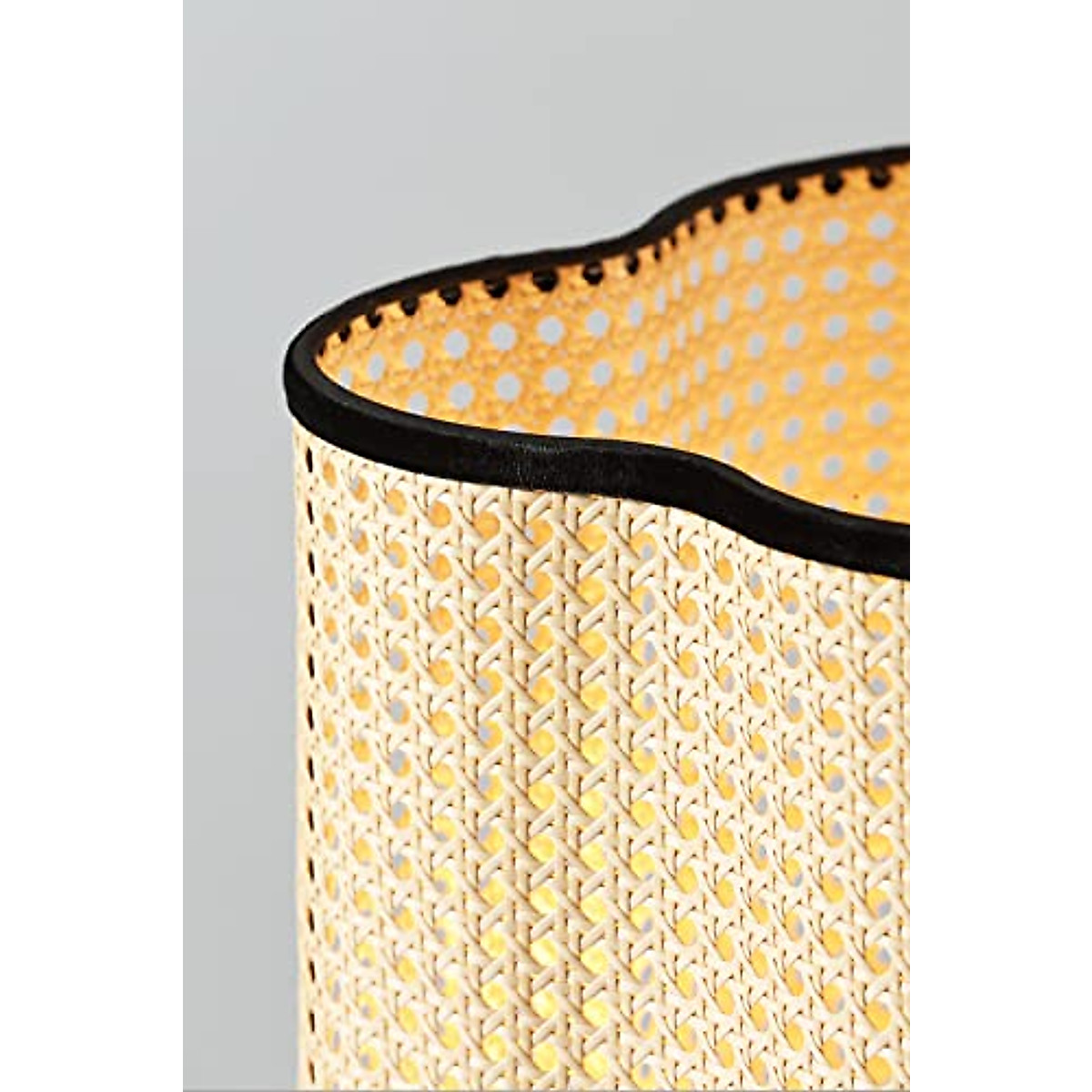 VidaLite Gal - Mid Century Bohemian Tripod PVC Rattan Shade and Velvet Boho Rim for Bed Dining, Kitchen, Living Room, Floor Lamp