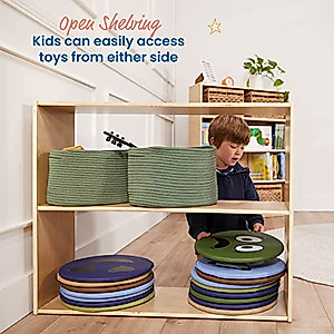 ECR4Kids Streamline 2-Shelf Double-Sided Storage Cabinet, 30in, Classroom Storage, Natural